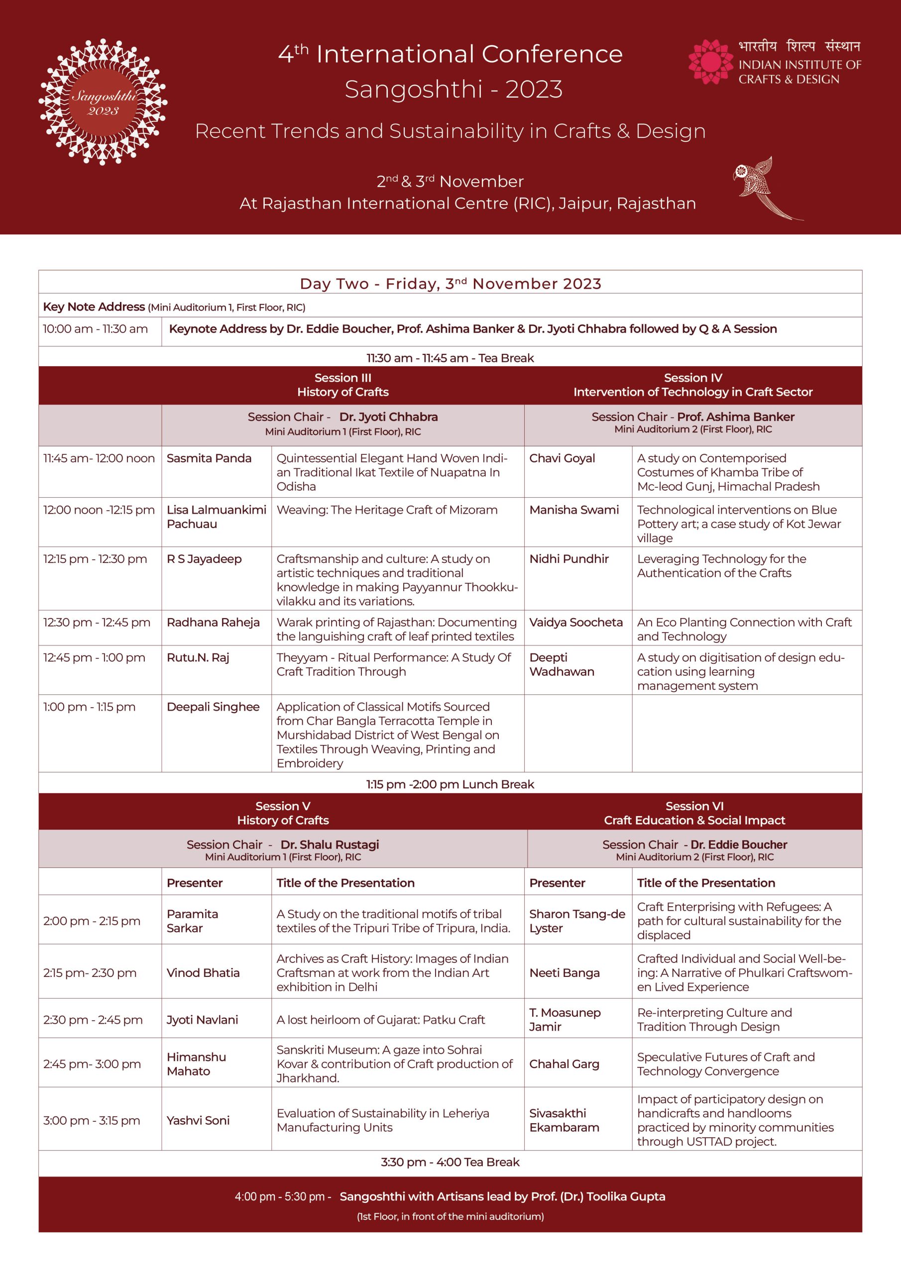 Conference Schedule & Registration – Design Institute in India, Arts ...